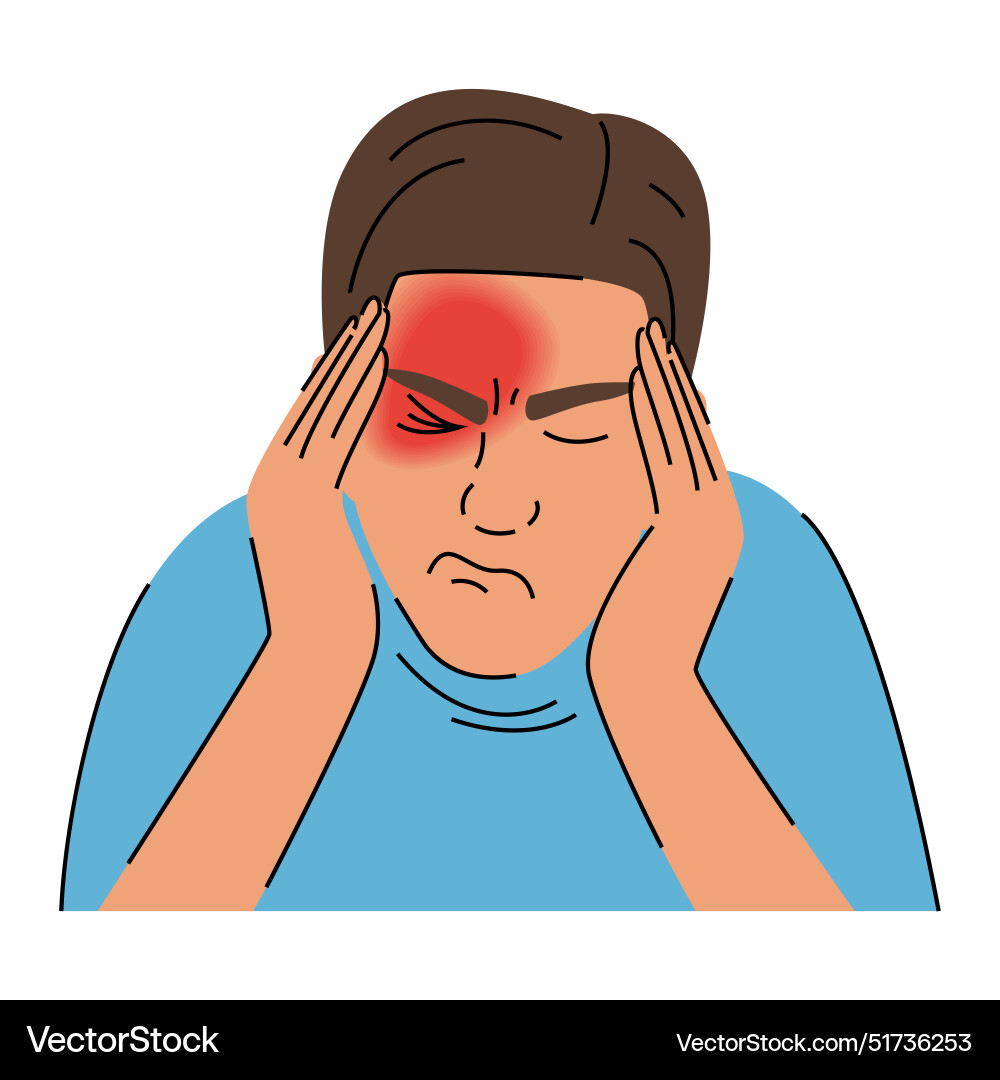 Man suffering from headache isolated Royalty Free Vector