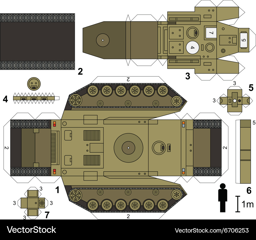 Paper model of a tank Royalty Free Vector Image