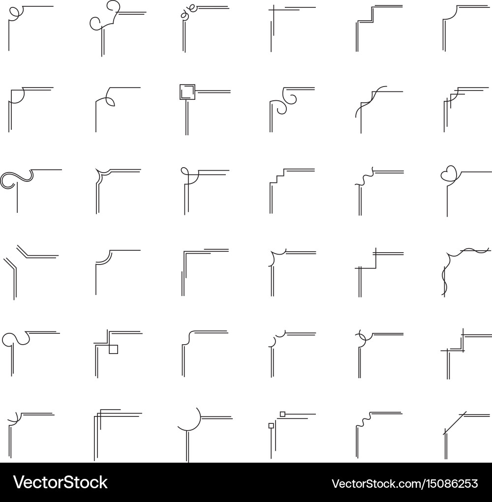 Set of simple decorative corners Royalty Free Vector Image