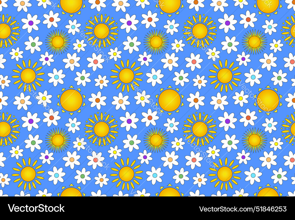 Sunny floral seamless summer pattern Royalty Free Vector