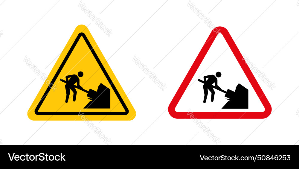 Under construction sign icon set notification Vector Image