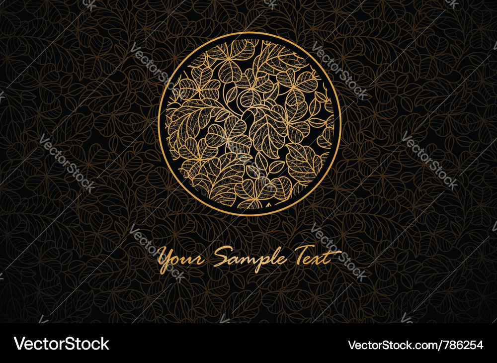 Card ornamental leaf gold background Royalty Free Vector