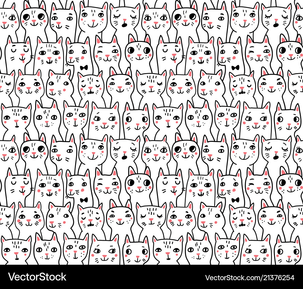 Cute Cat Pattern Royalty Free Vector Image - VectorStock