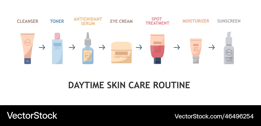 Daily Skin Care Steps Infographic Royalty Free Vector Image