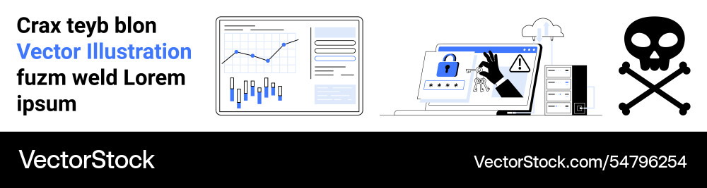 Data analysis dashboard security alert on laptop Vector Image