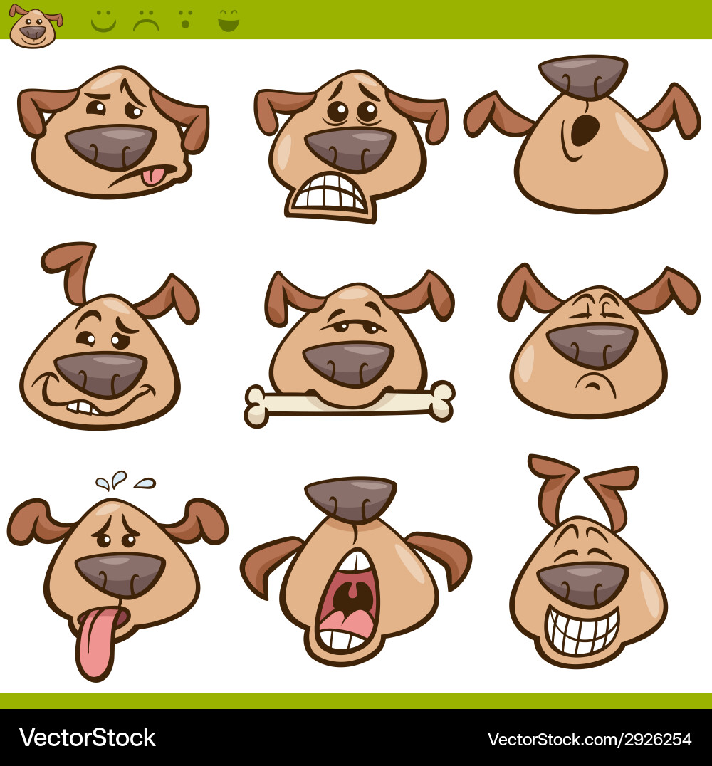Dog emoticons cartoon set Royalty Free Vector Image