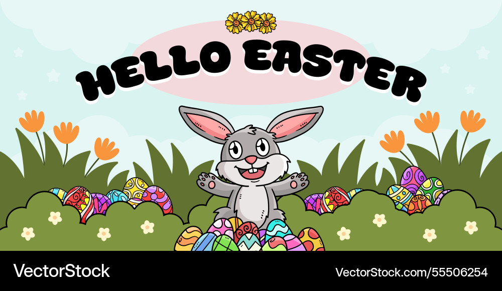 Happy easter egg hunting poster panoramic banner Vector Image