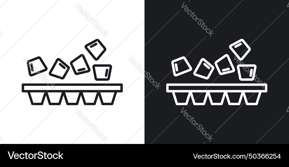 Ice cube plastic container icon set kitchen Vector Image