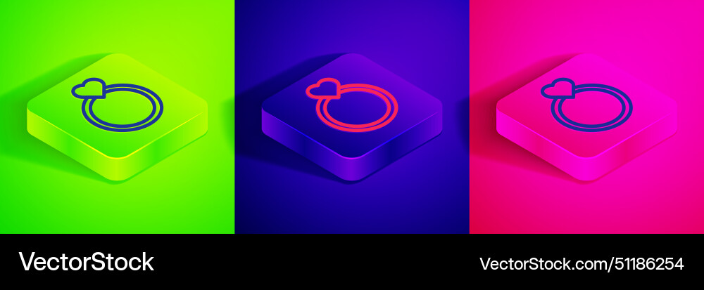 Isometric line diamond engagement ring icon Vector Image