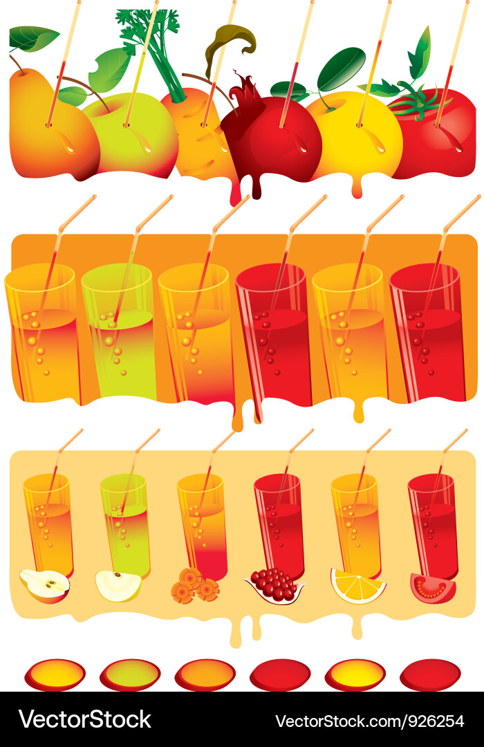 Juice set Royalty Free Vector Image - VectorStock