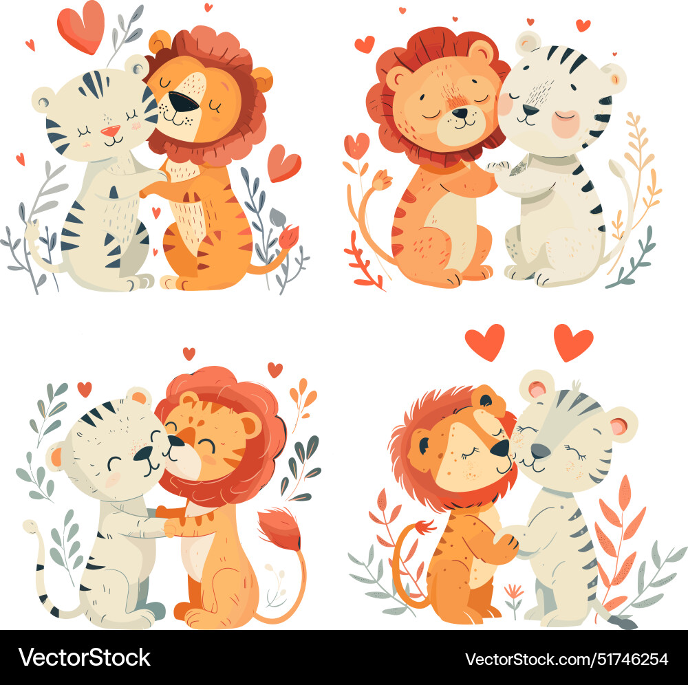 Magnet Cute Valentine Together Forever Animal Couple Art Cartoon Icon ...