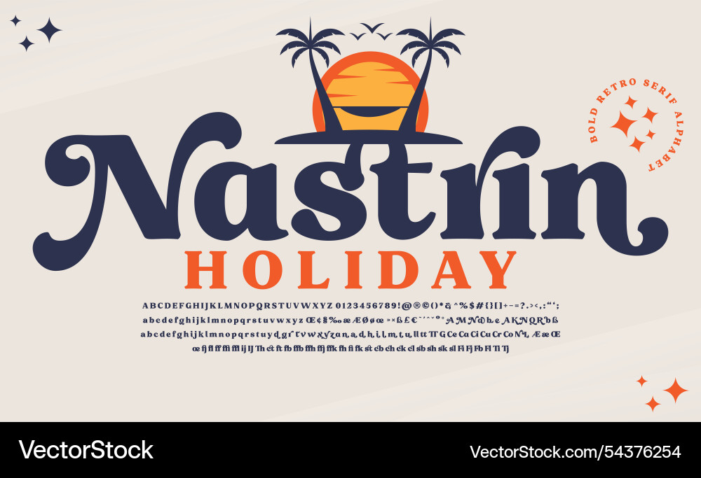 Serif font in vintage style image Royalty Free Vector Image
