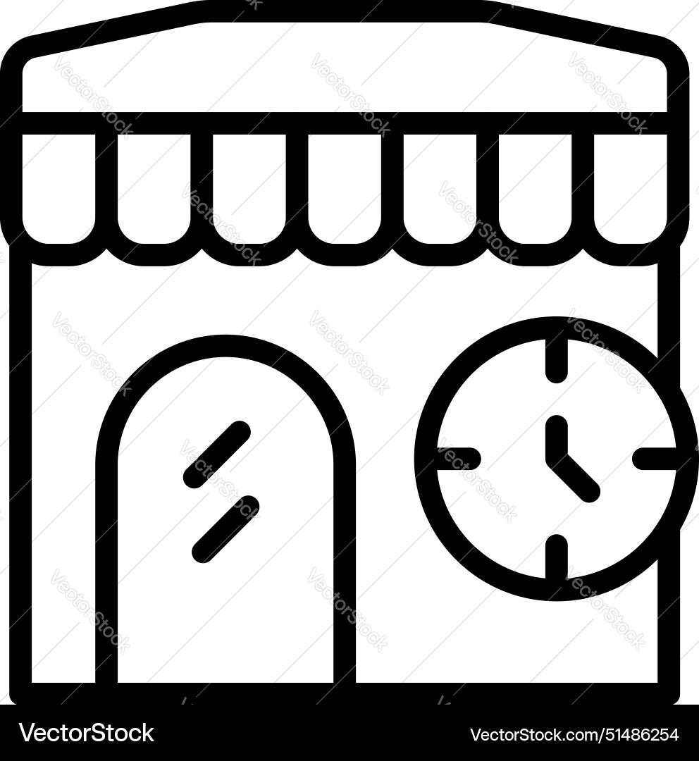Shopfront icon with clock Royalty Free Vector Image