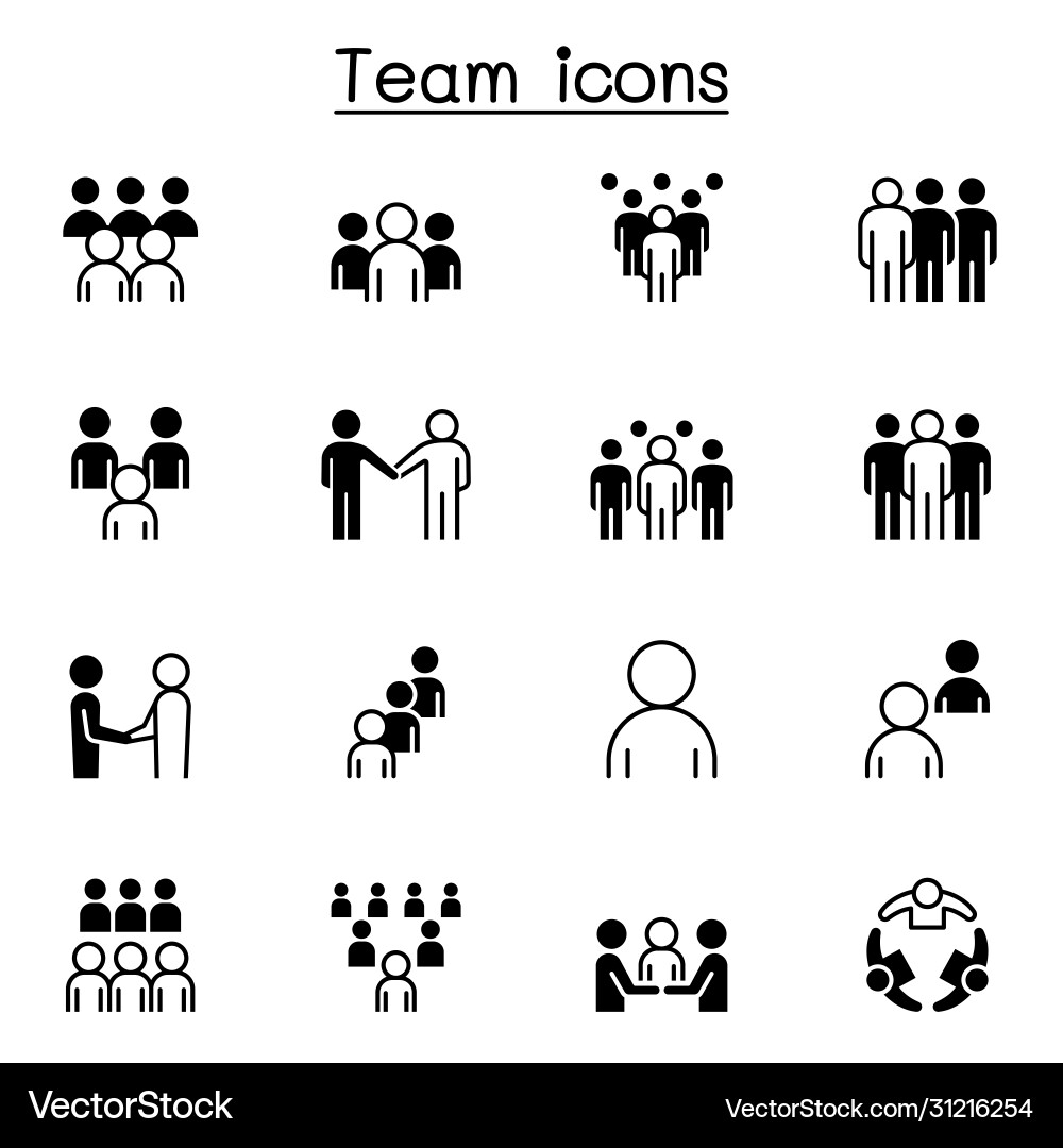 Teamwork team people icons set graphic design Vector Image