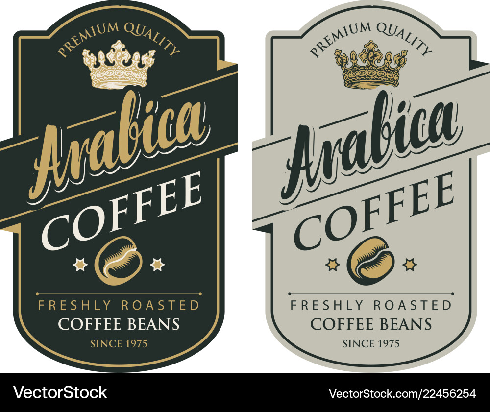 Two labels for coffee beans in retro style Vector Image