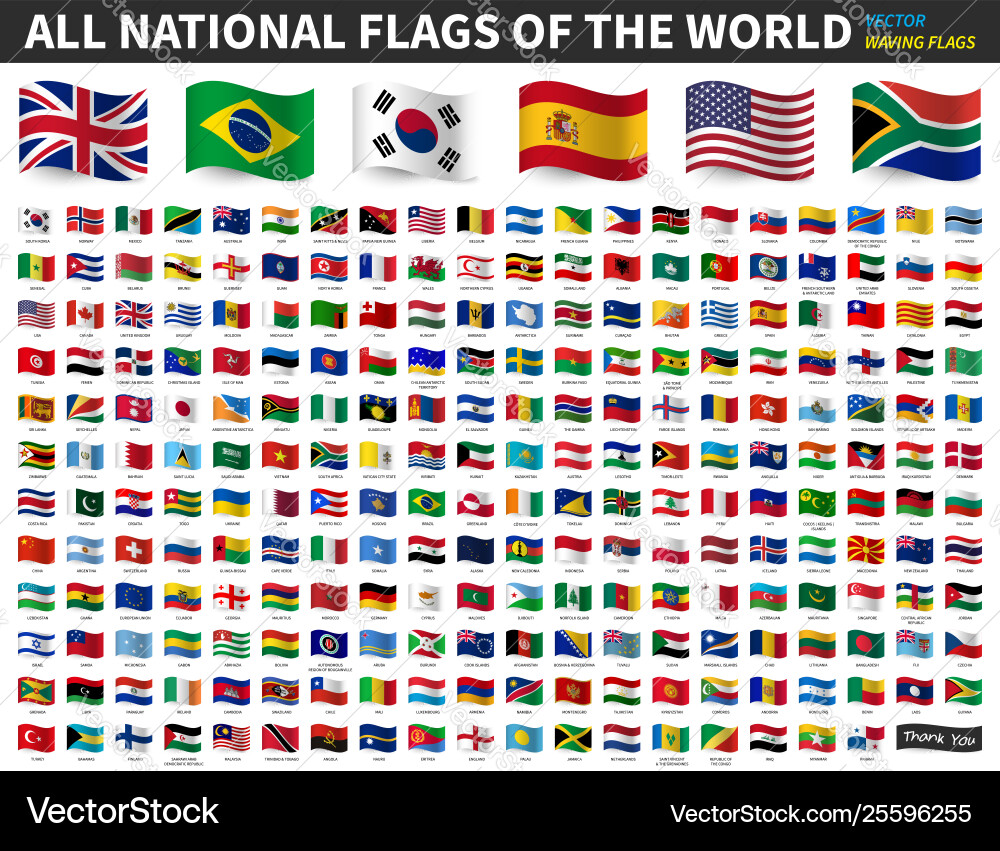 Alle nationalen Flaggen Weltflügelflagge Vektorbild