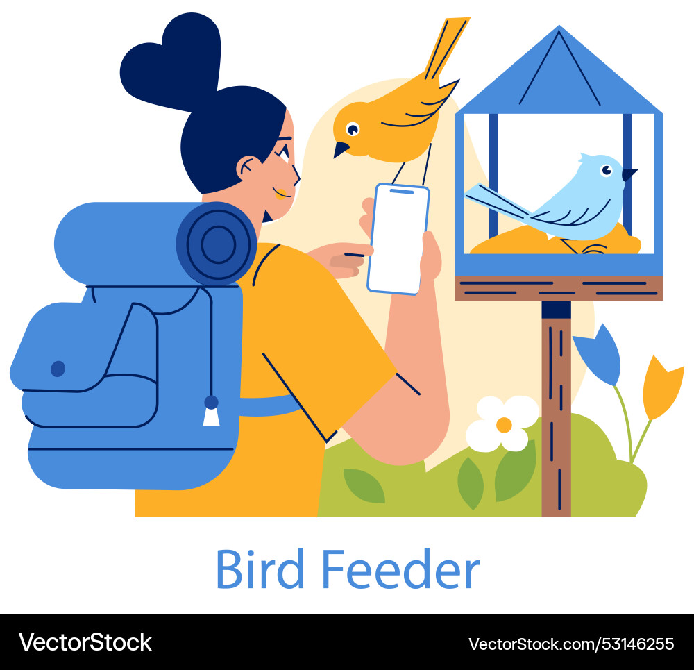 Birdwatching flat Royalty Free Vector Image - VectorStock