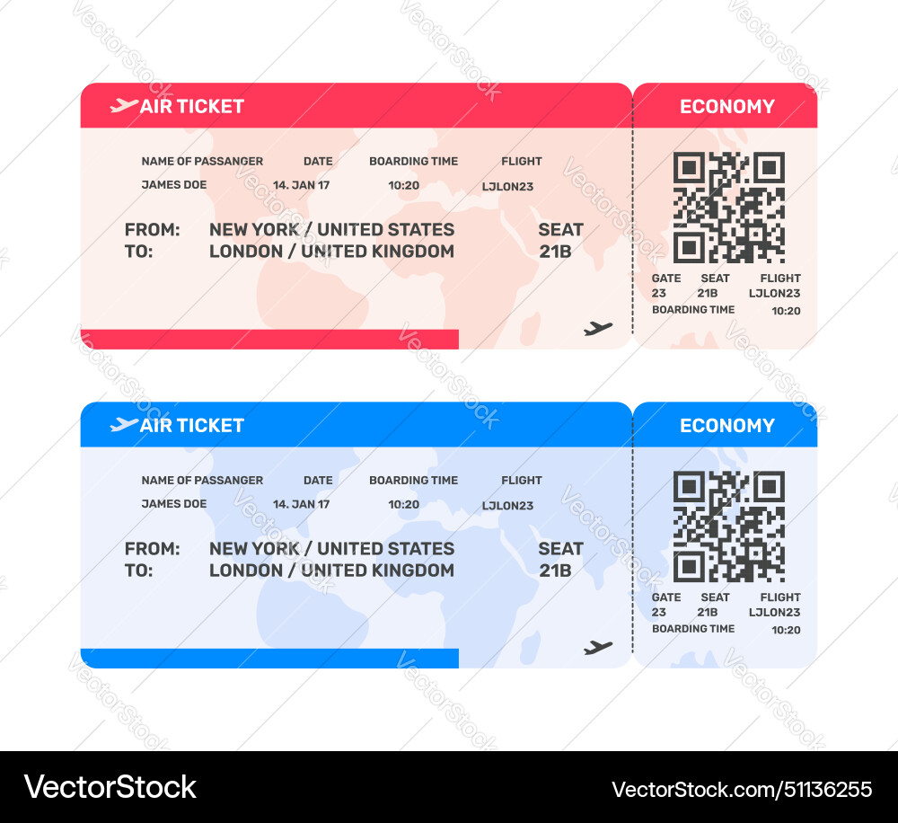 Boarding pass tickets airplane fly Royalty Free Vector Image