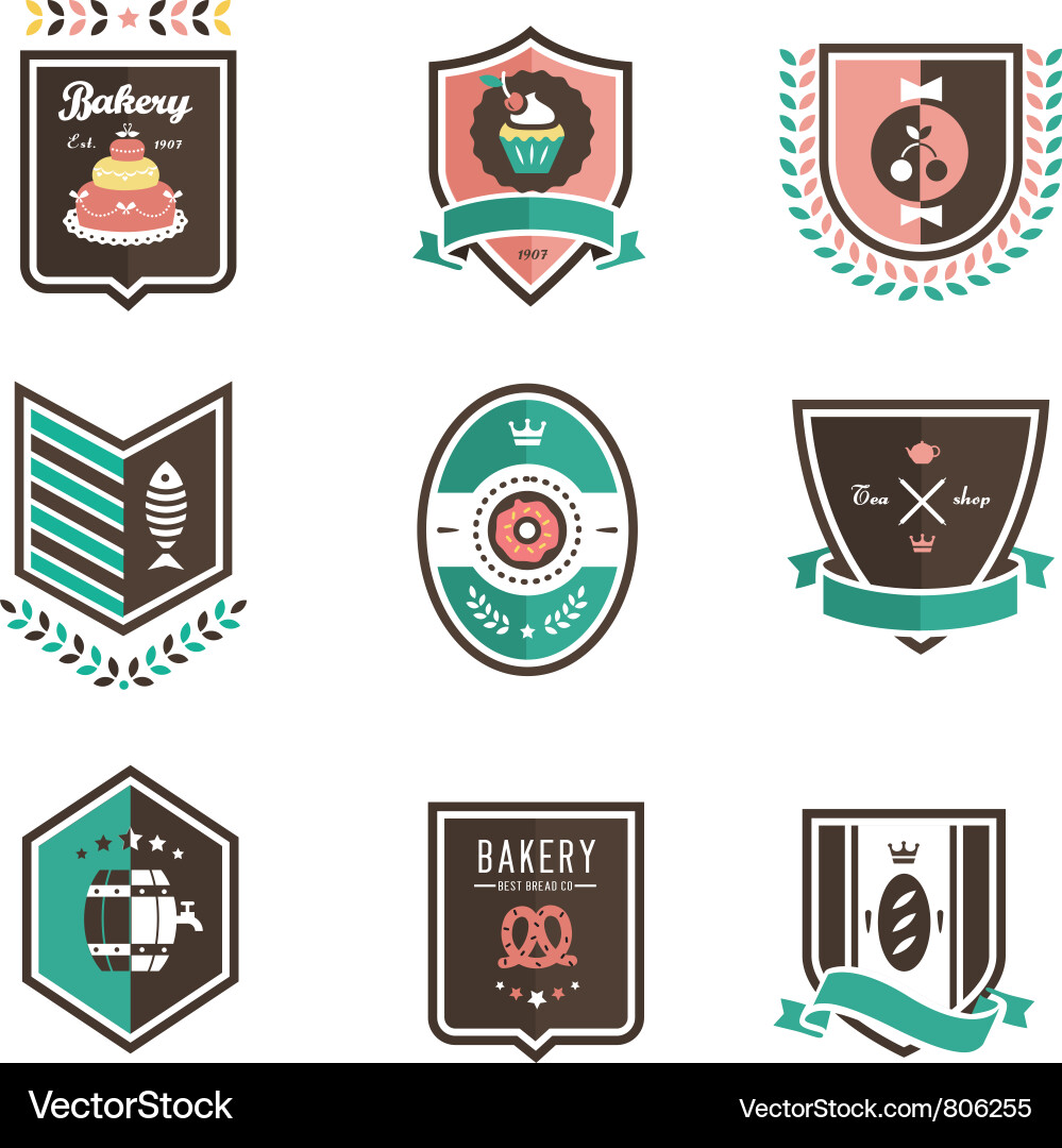 Food emblems Royalty Free Vector Image - VectorStock