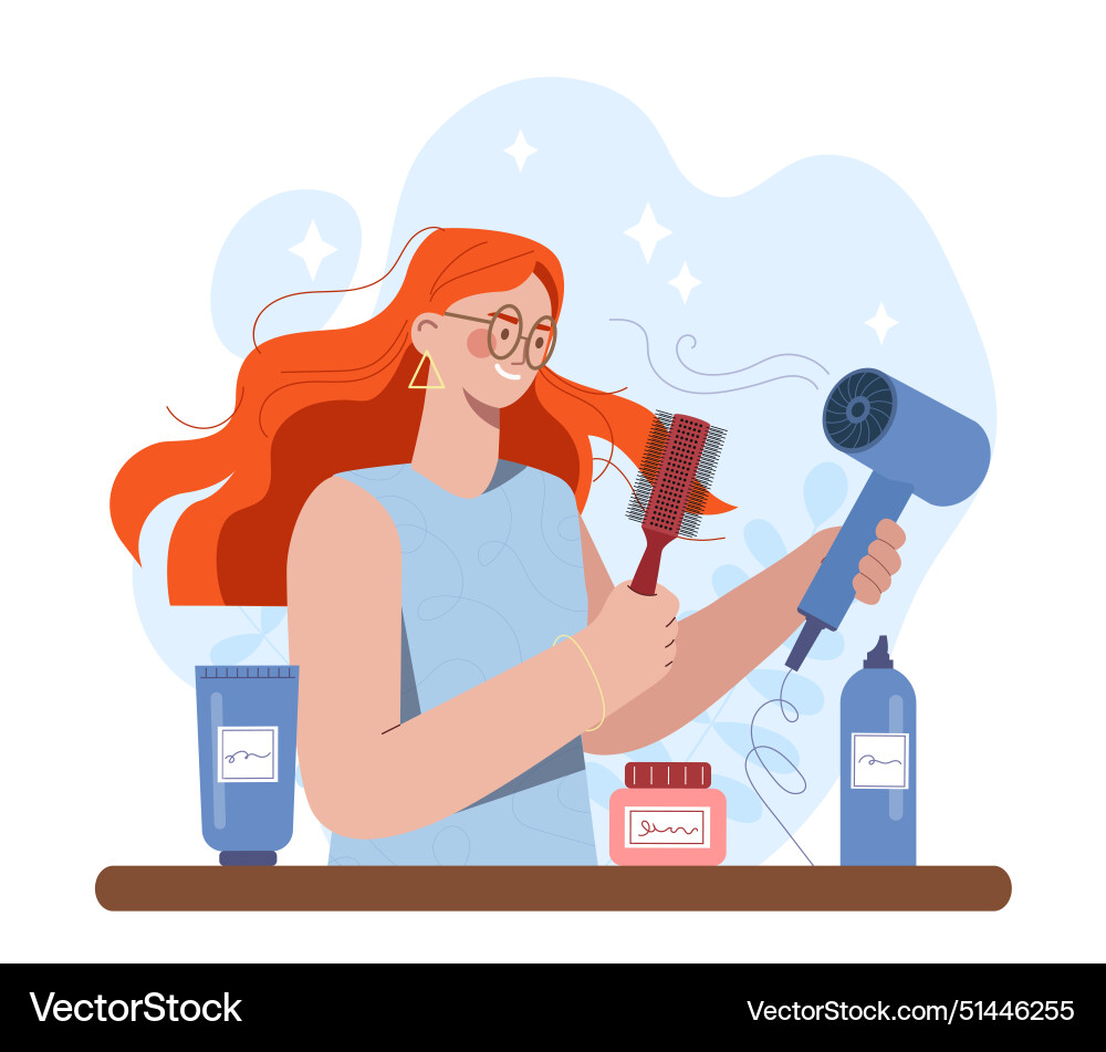 Hair styling woman Royalty Free Vector Image - VectorStock