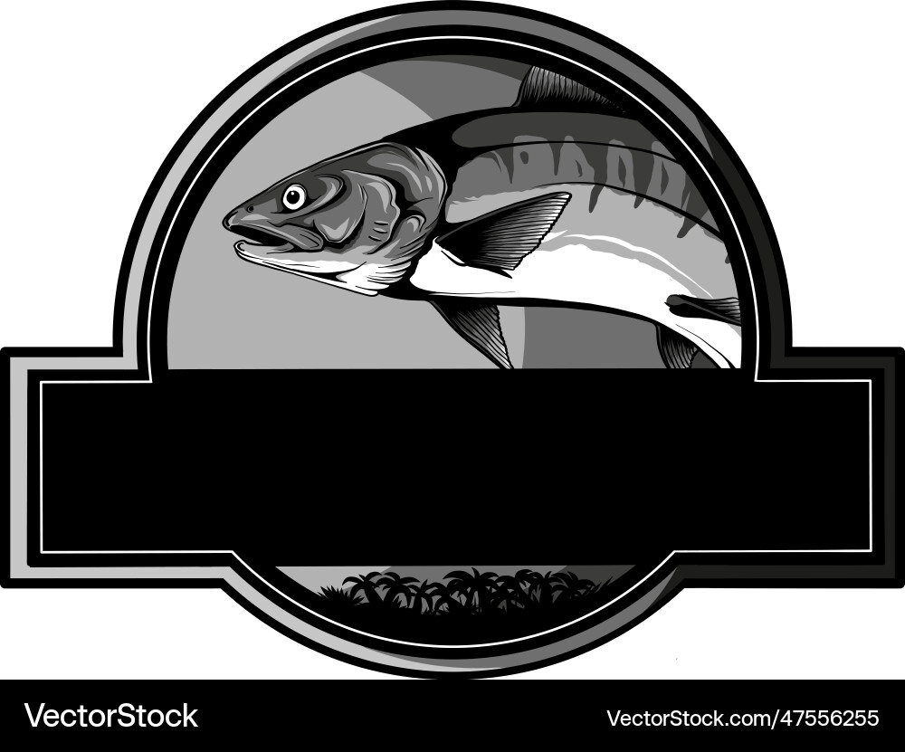 Monochrome salmon fish Royalty Free Vector Image