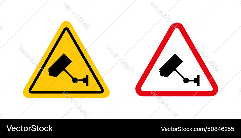Video surveillance sign icon set monitored area Vector Image