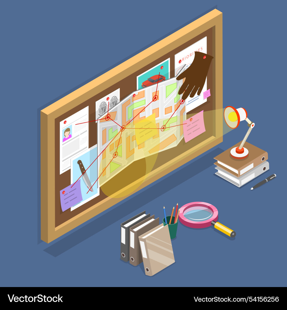 3d isometric flat of crime Royalty Free Vector Image