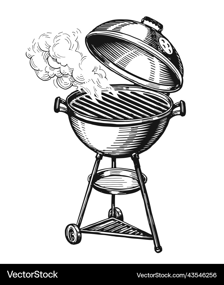 Barbecue Grill with Smoke Royalty Free Vector Image
