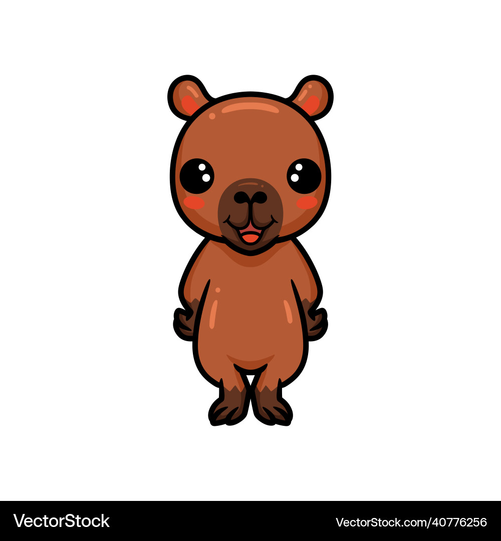 Cute little capybara cartoon standing Royalty Free Vector