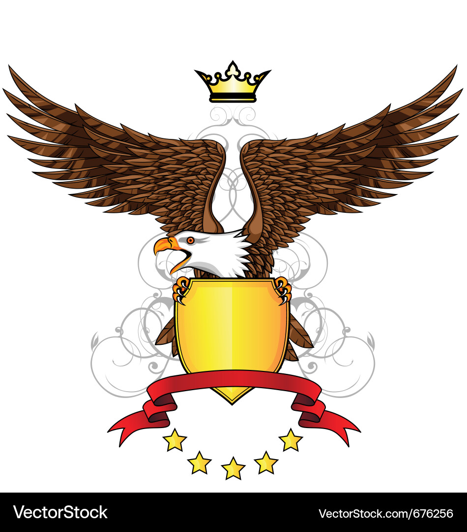 Eagle with emblem Royalty Free Vector Image - VectorStock