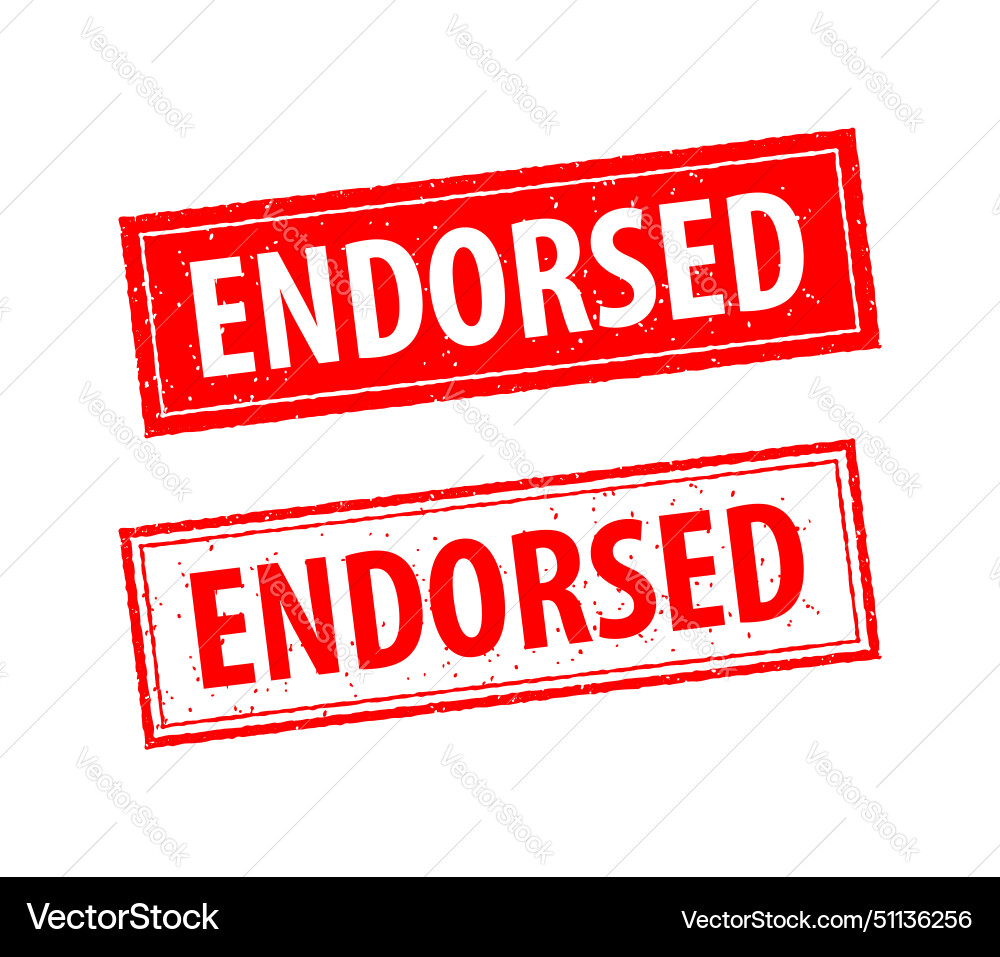 Endorsed are written on red and white stamps Vector Image