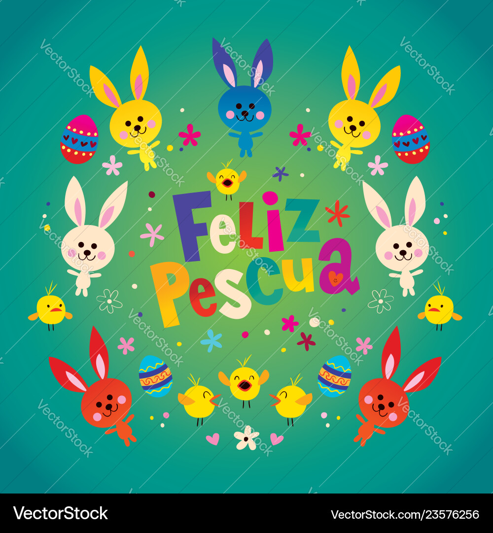 Feliz pascua happy easter in spanish greeting card