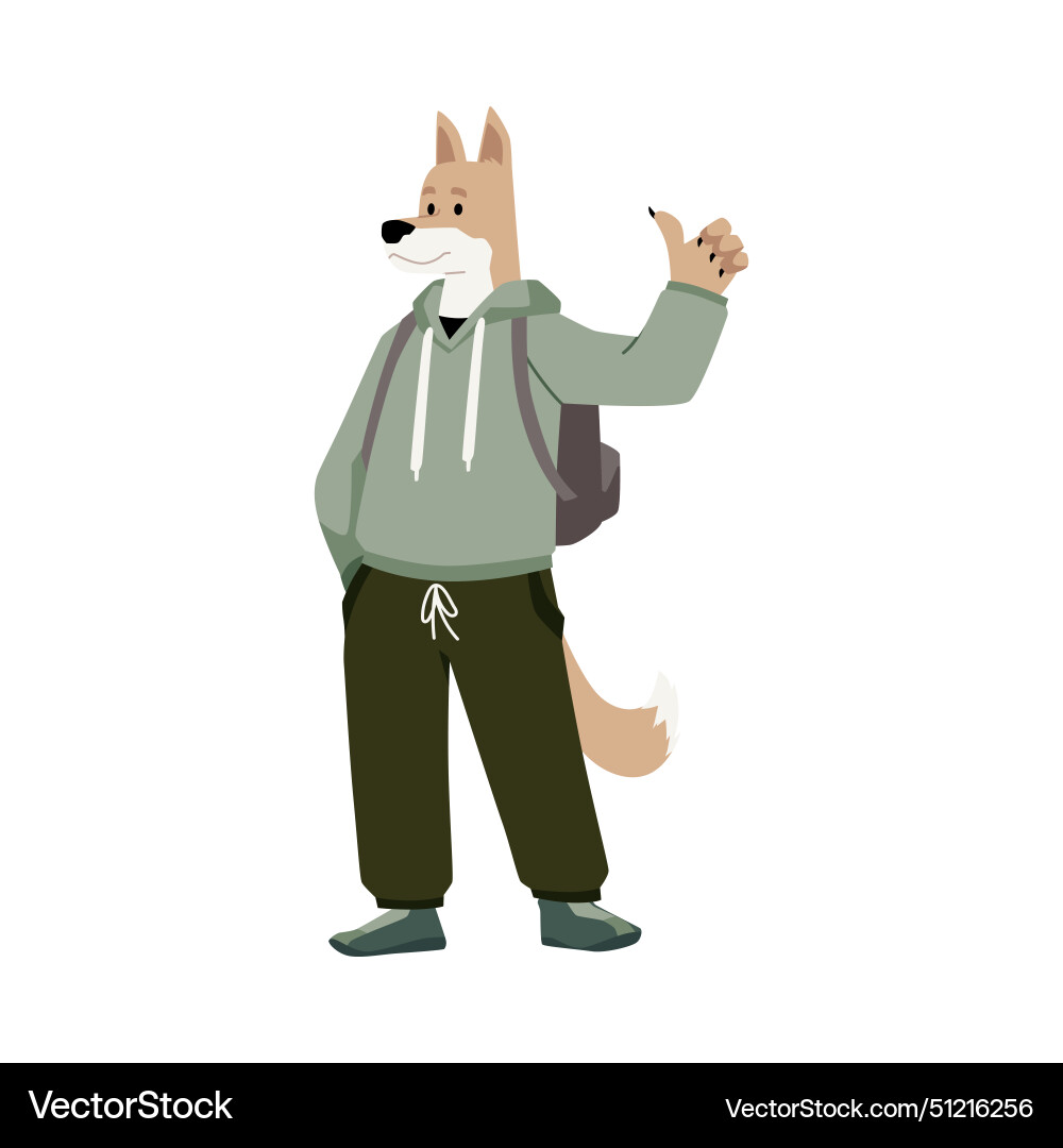 Fluffy dog character in human style Royalty Free Vector