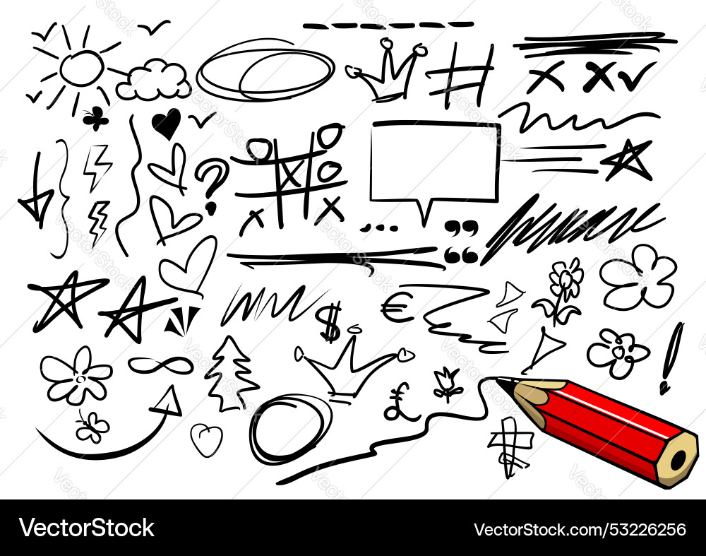 Hand drawn pencil doodle Royalty Free Vector Image
