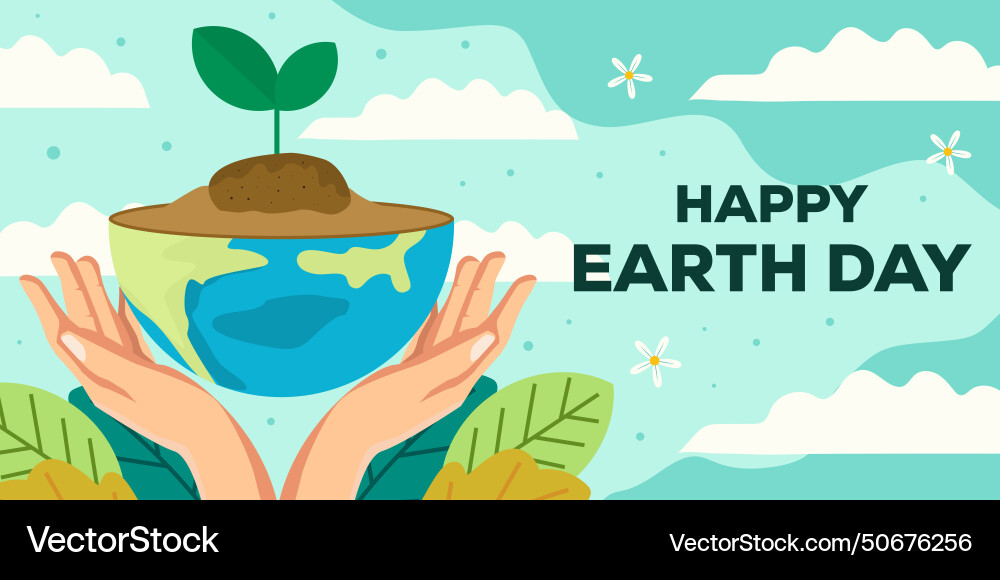 Happy earth day horizontal banner design Vector Image