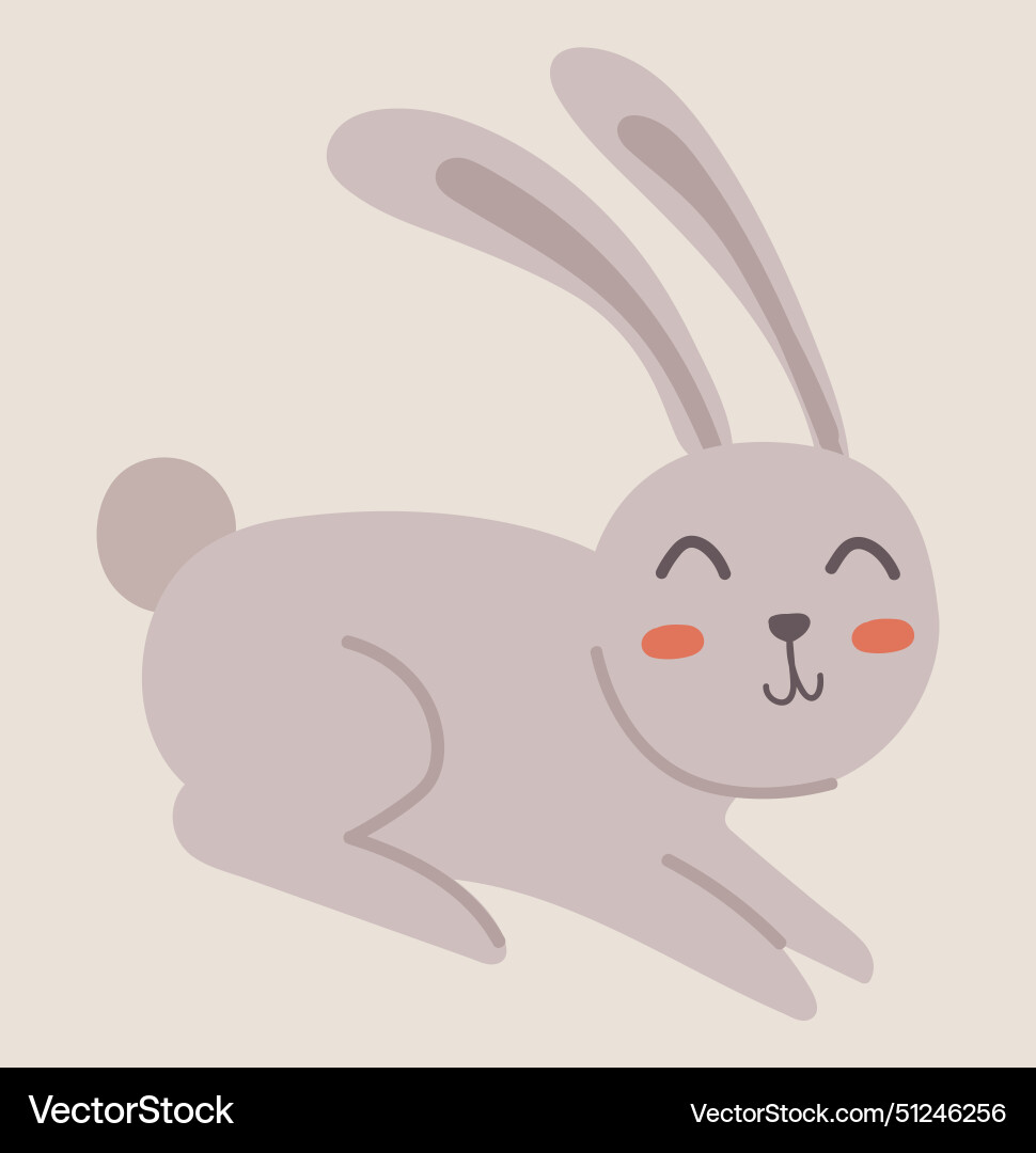 Happy fluffy rabbit in flat design livestock Vector Image