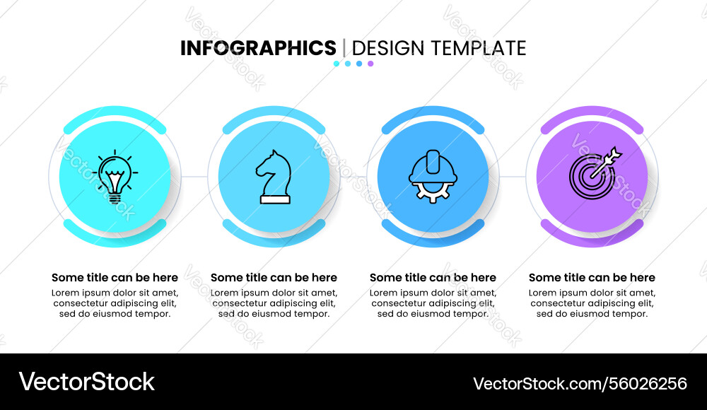 Infographic template horizontal line with 4 Vector Image