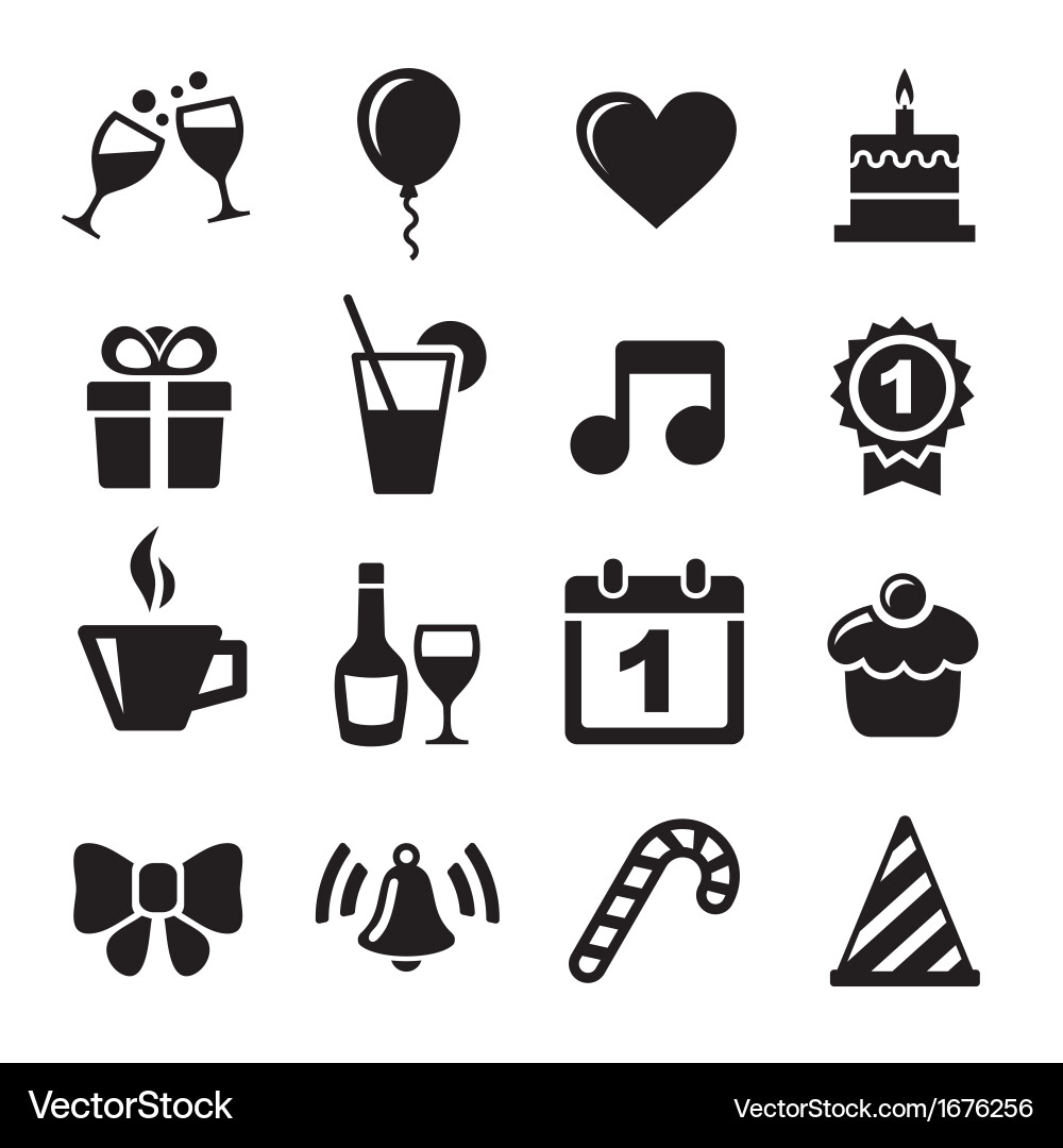 Party and celebration icons Royalty Free Vector Image