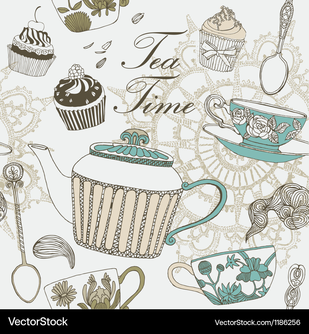 Tea time card Royalty Free Vector Image - VectorStock