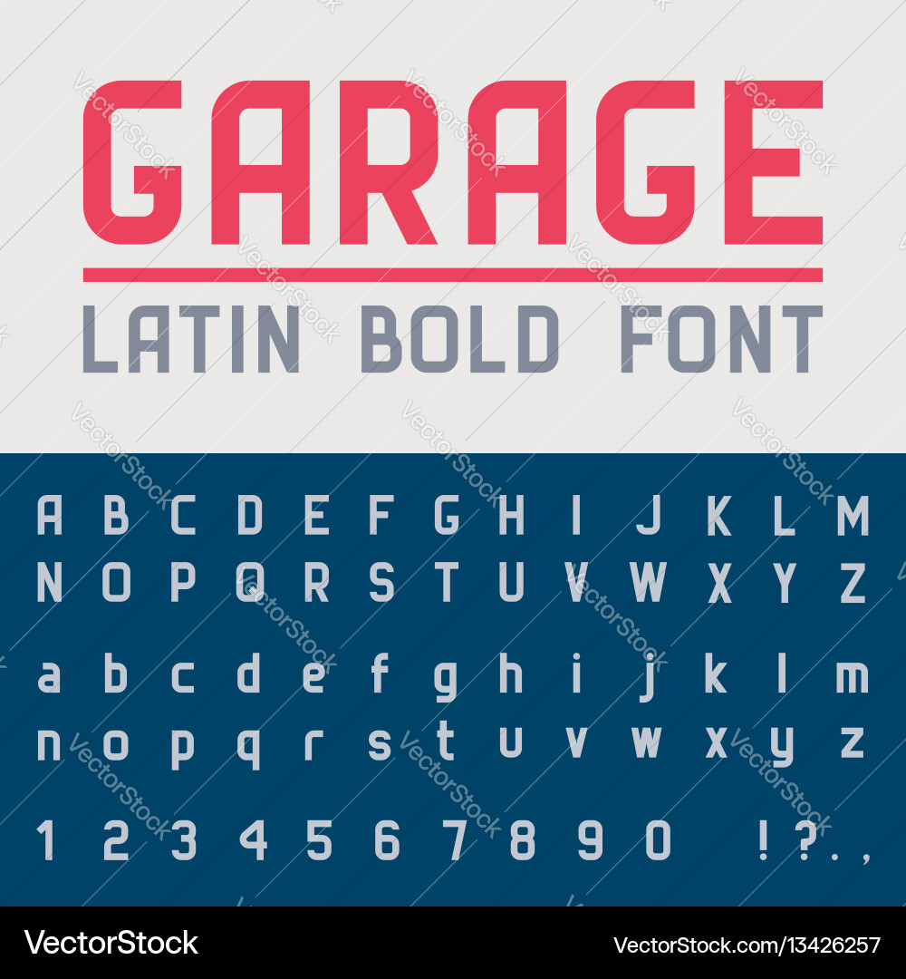 Bold Garage Font - Latin Alphabet Royalty Free Vector Image