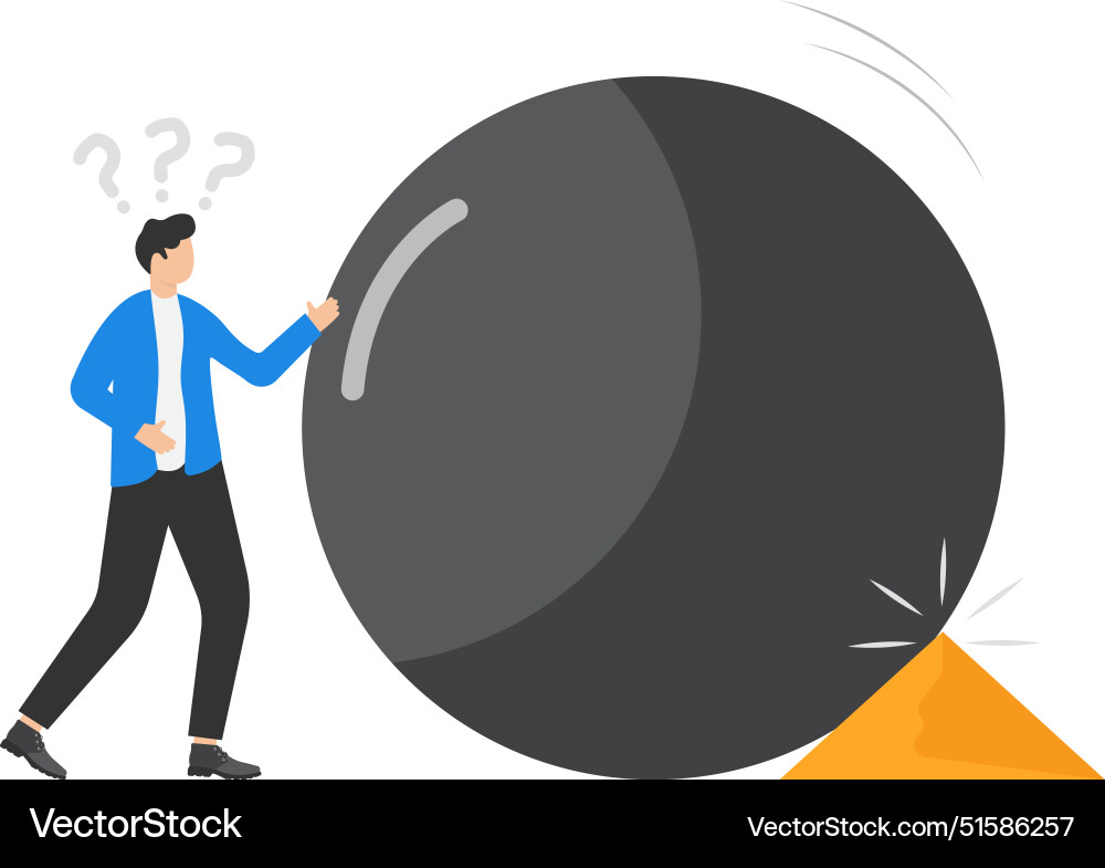 Business problem concept the businessman pushes Vector Image