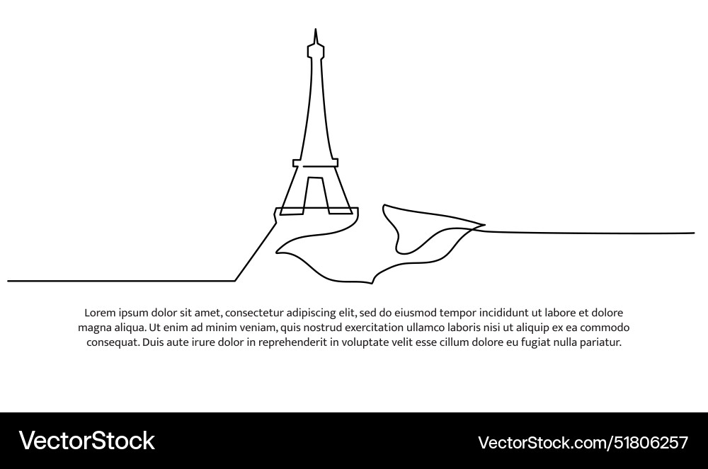 Continuous one line design of flag and tower Vector Image