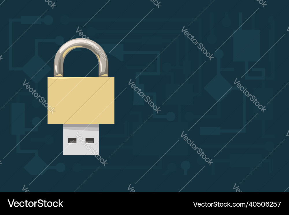 Digital security icon as golden color lock Vector Image