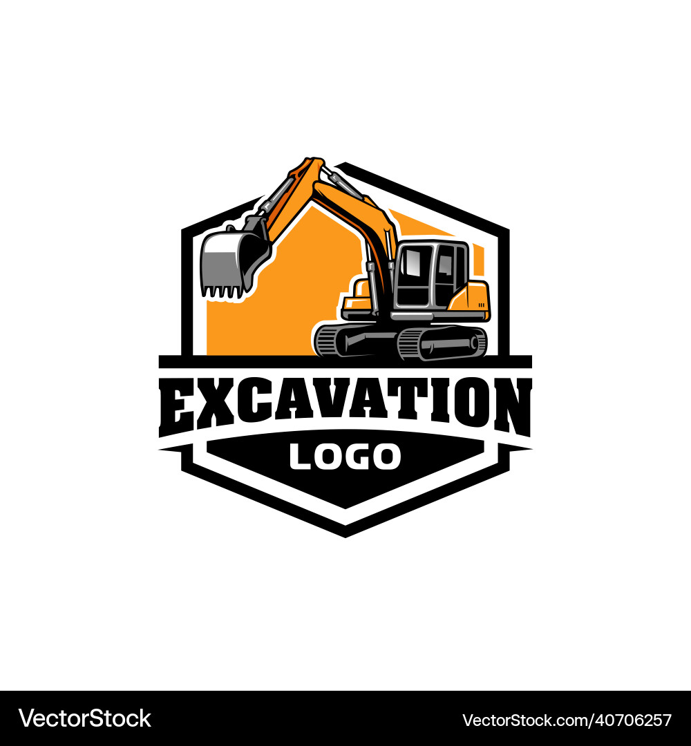 Excavator heavy equipment construction logo Vector Image