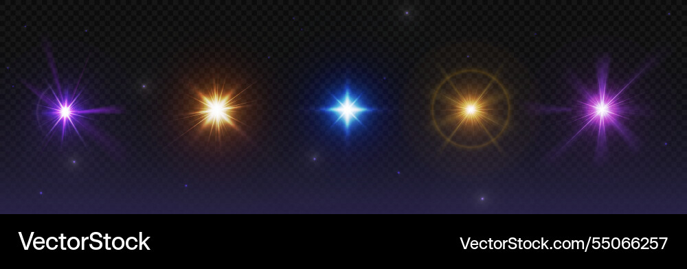 Glowing glint and glare light effects set Vector Image