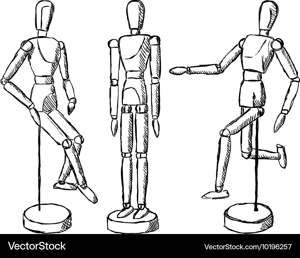 Wooden Mannequin Figure Art Royalty Free Vector Image