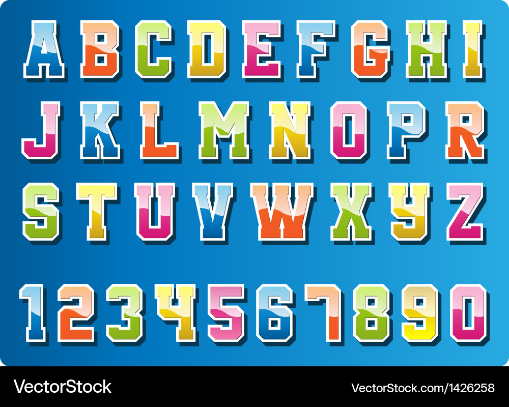 Colourful font Royalty Free Vector Image - VectorStock