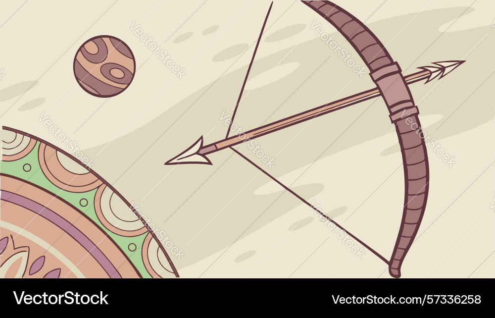 Decorative bow and arrow in celestial frame Vector Image