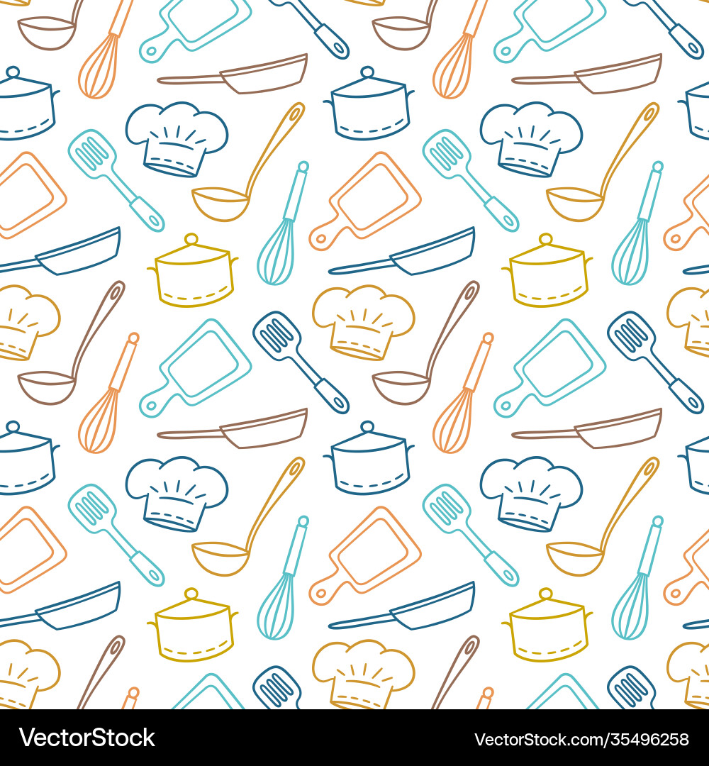 Hand drawn seamless pattern on theme chef Vector Image