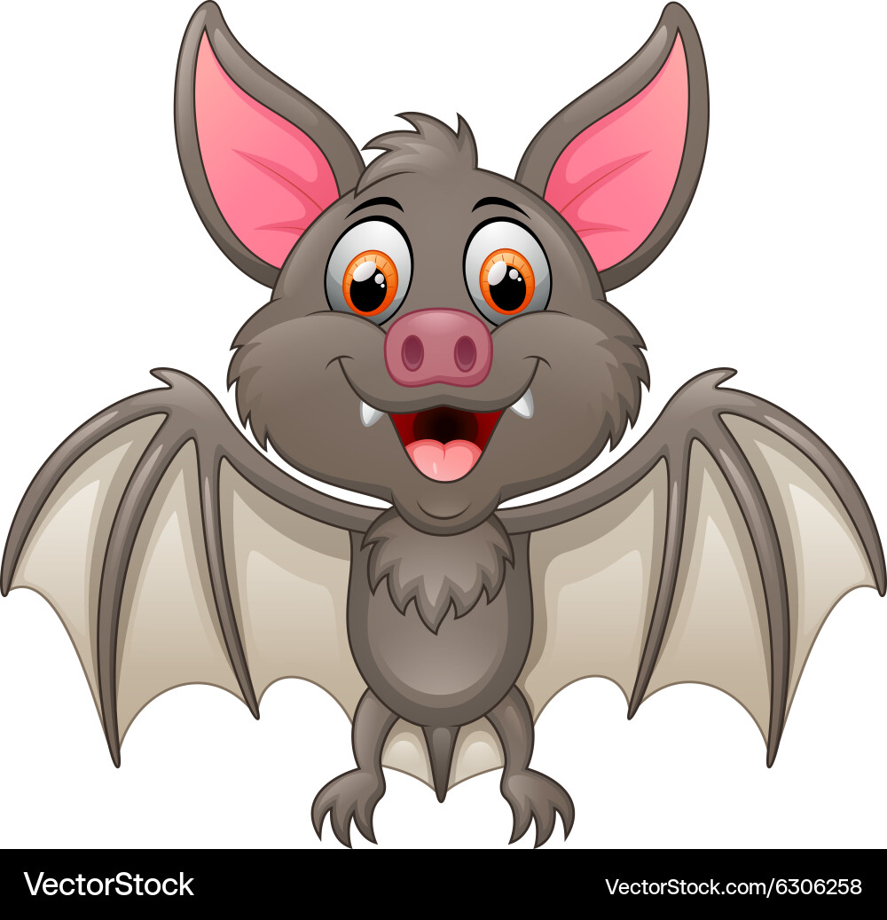 Happy vampire bat cartoon character flying Vector Image